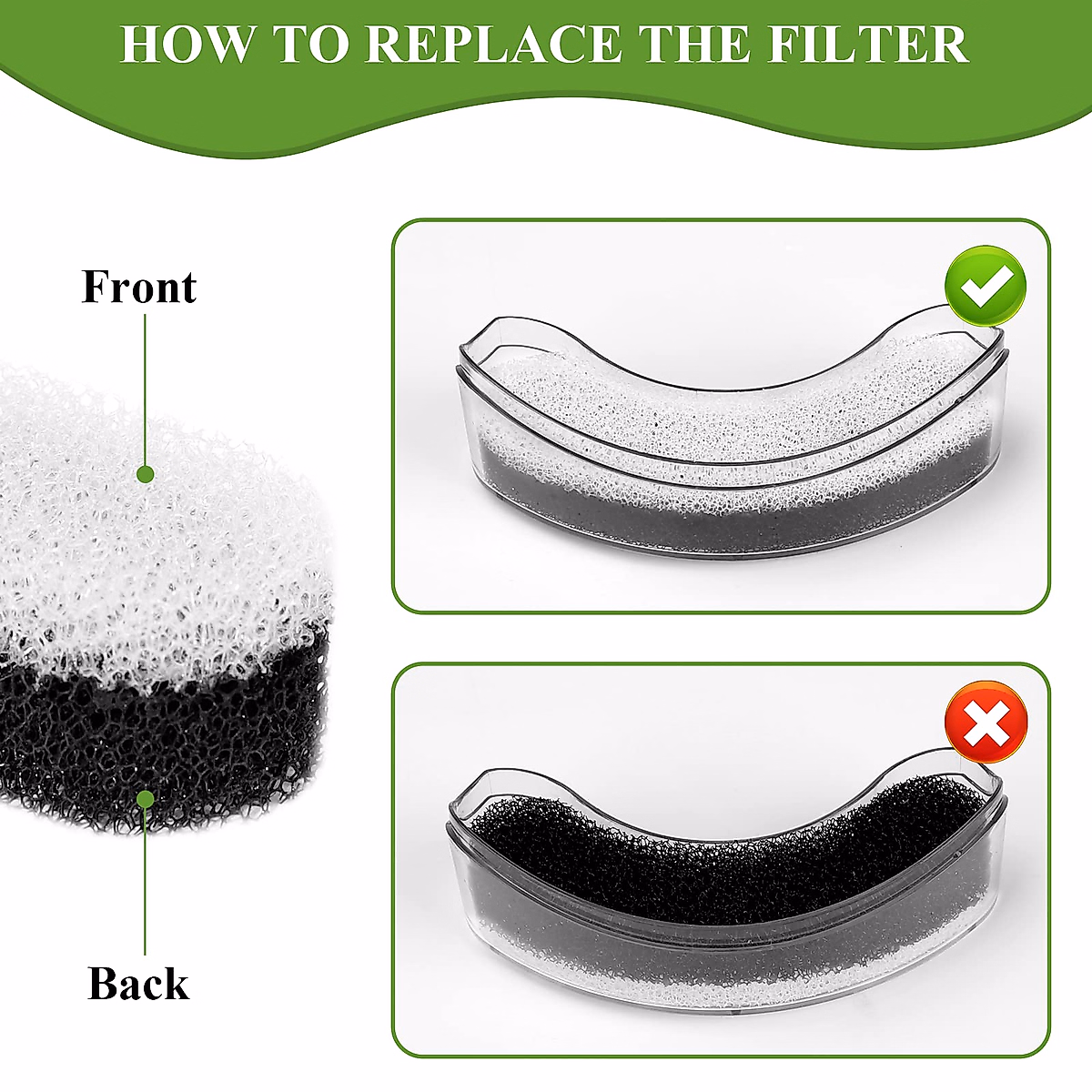 Cepheus 8 Pack Pet Fountain Filters Replacement for Cat Water Fountain, Dog Drinking Dispenser Cat Fountain Filters with 3 Filtration System