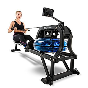 XTERRA Fitness ERG600W Water Rowing Machine, Full Body Workout, Durable, Standing, Cordless, Space-Saving Rower, Steel Frame, Contoured Seat and a Variety of Programs