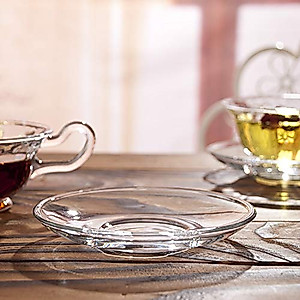 Sizikato 6pcs Clear Glass Snack Plate, Restaurant Dessert Plate, Tea Table Decoration Tea Bag Holder. 4 Inch