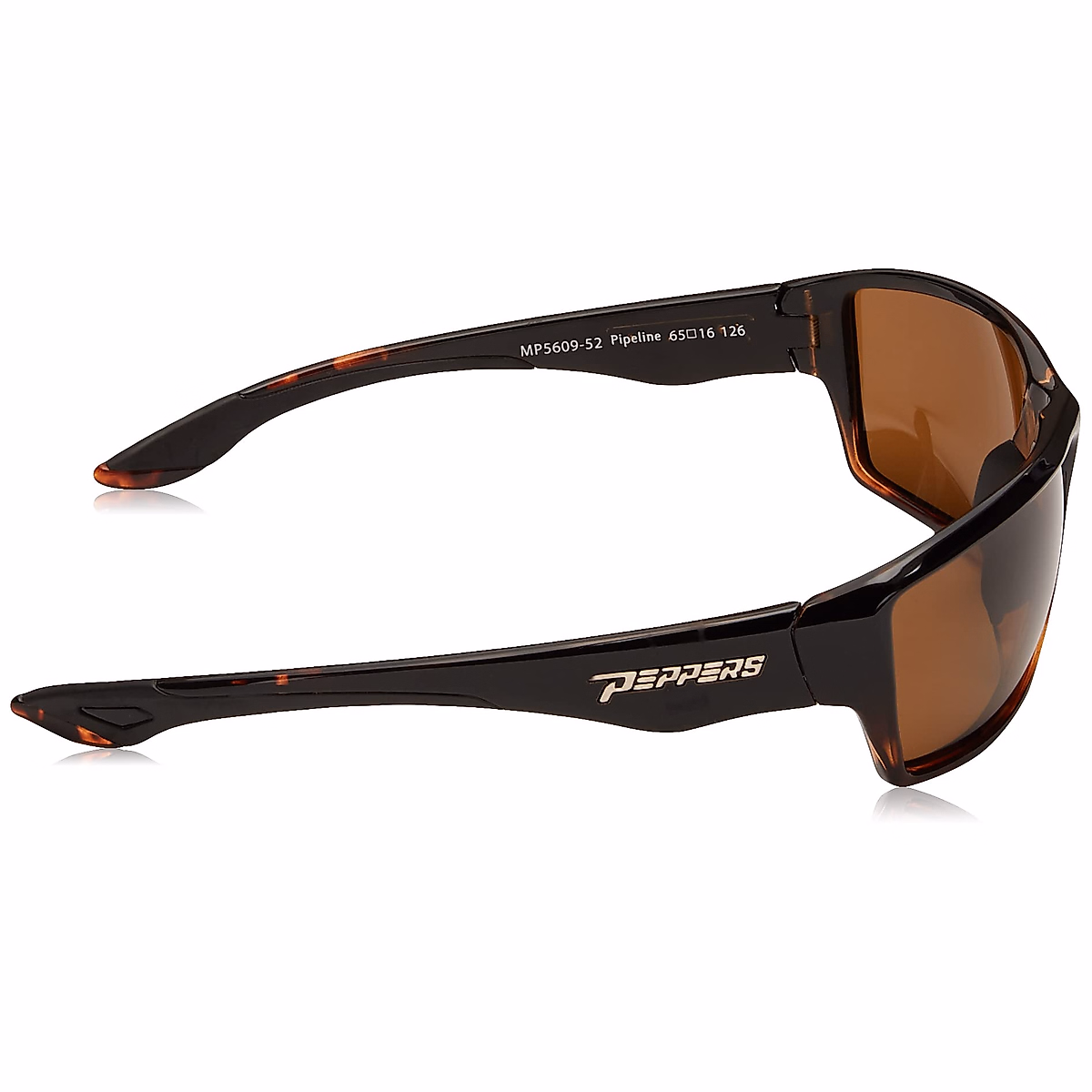 Peppers unisex adult Pipeline Sunglasses, Shiny Black/Tortoise/Brown, 65 mm US