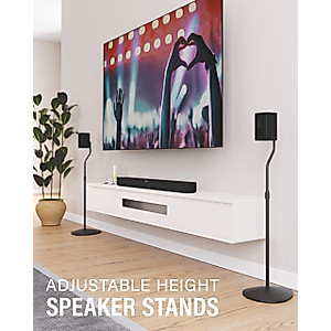 Sanus Adjustable Height Speaker Stand - Extends 28" to 38" - Holds Satellite & Small Bookshelf Speakers (i.e. Bose, Harmon Kardon, Polk, JBL, KEF, Klipsch, Sony and Others) - Set of 2 - Model: HTBS