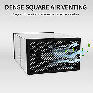 LUTSPC 12 Pack Shoe Boxes Clear Plastic Stackable, Shoe Storage with Magnetic Door, Shoe Organizer for Closet, Space Saving Stackable Shoe Container for Entryway, Under Bed, Wardrobe, Bathroom Storage (Black)