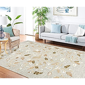MARTHA STEWART by SAFAVIEH Collection 5' x 8' Squirrel Gray MSR3611D Handmade Autumn Woods Wool & Viscose Area Rug