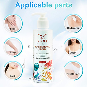 Hair Removal Cream Painless for Women and Men Suitable for Body Skin and Private Parts JC Gens Soothing Depilatory