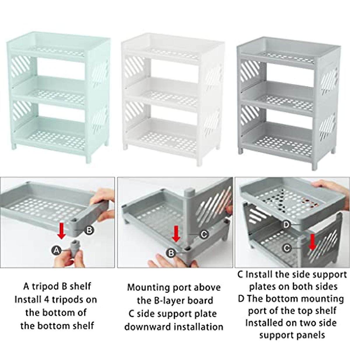 3 Hollow Out Plastic Shelf Foldable Desktop Storage Rack Countertop Cosmetic Holder Storage Tray Small Storage Shelf Stand
