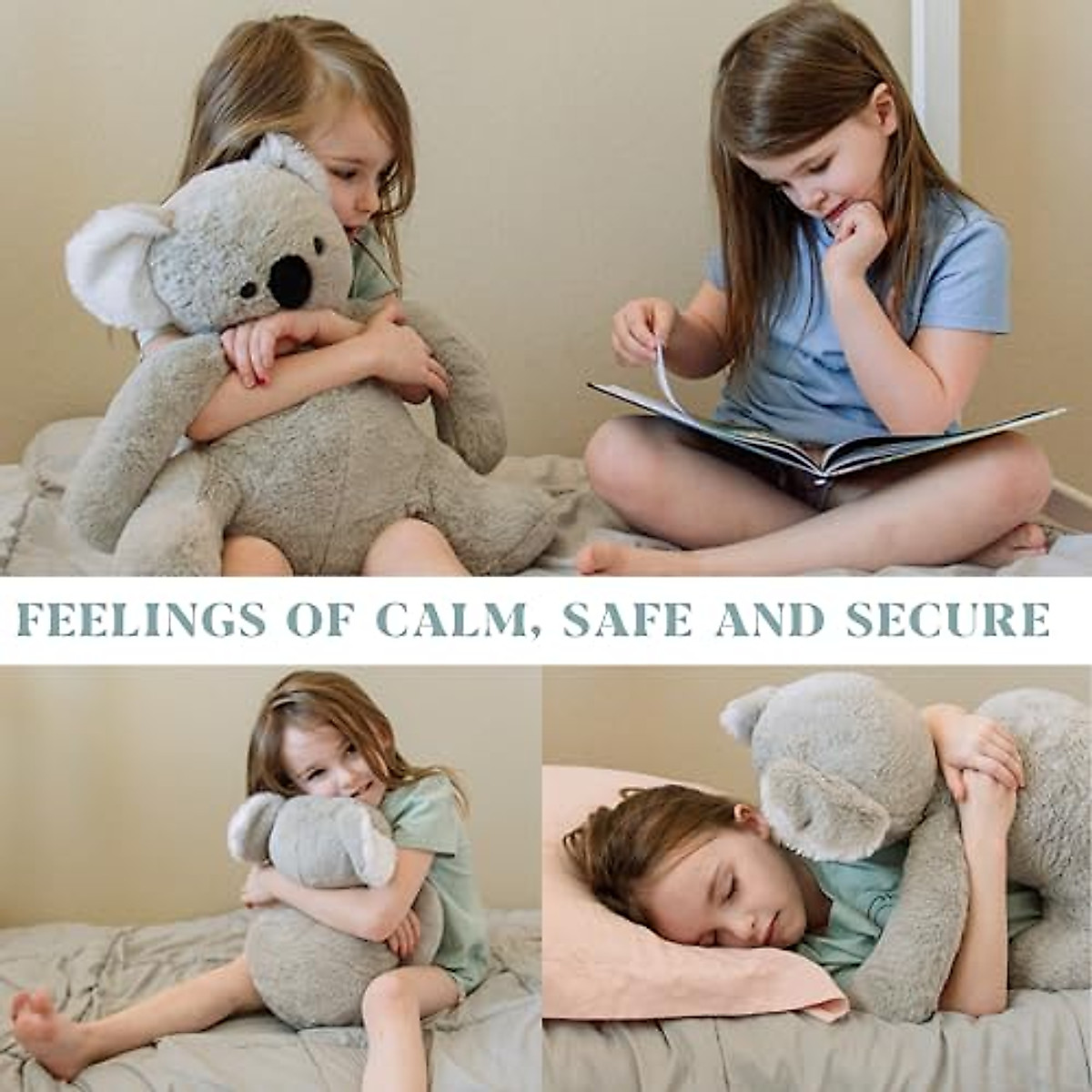 BAM + Crew Big Stuffed Animals - 16" Distributed 4lbs Koala Large Stuffed Animal for Adults & Kids - A Cuddly Koala Bear Cute Plush Toy Pillow, Gifts for Adults, Kids, Boys and Girls