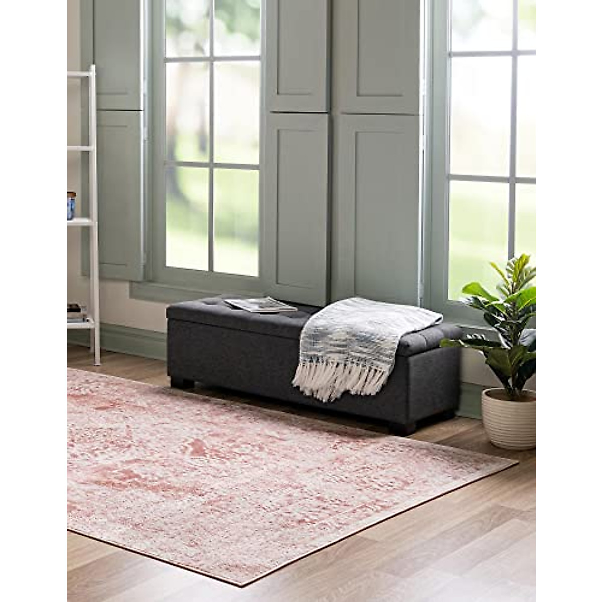 Unique Loom Oxford Collection Area Rug - Bodleian (10' x 14' Rectangle, Pink/Ivory)