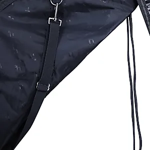 Horze Avalanche 1200D High Neck Turnout Rain Sheet (No Fill) | Lightweight Waterproof Horse Blanket - Dark Navy/Dawn Grey Print - 75 in