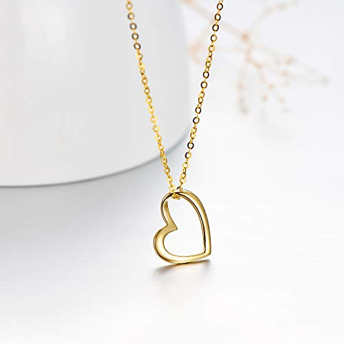 Solid 14k Gold Heart Necklace for Women, Fine Gold Love Jewelry for Wife/Mother/Girlfriend, Anniversary Present, Gifts for Her, 16+2 Inch