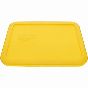 Pyrex 7210 3-Cup Glass Container with 7210-PC 3-Cup Lemon Yellow Lid Made in the USA