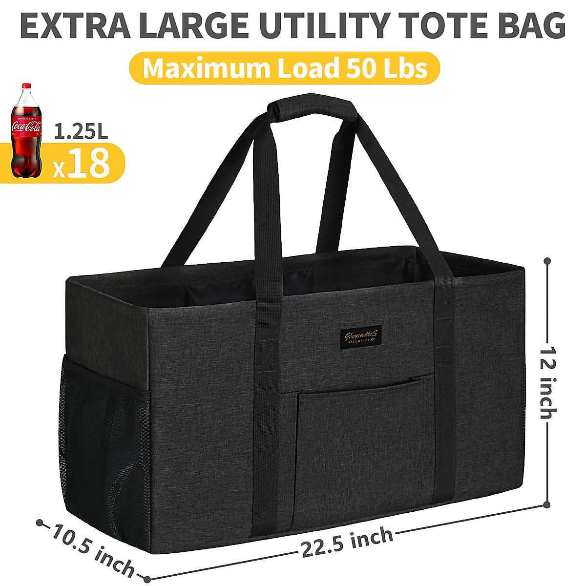 GhvyenntteS Stand Up Extra Large Utility Tote Bag with Metal Wire Frame & Reinforced Bottom Board, Thirty One Utility Tote, Foldable Reusable Grocery Bags with Pockets