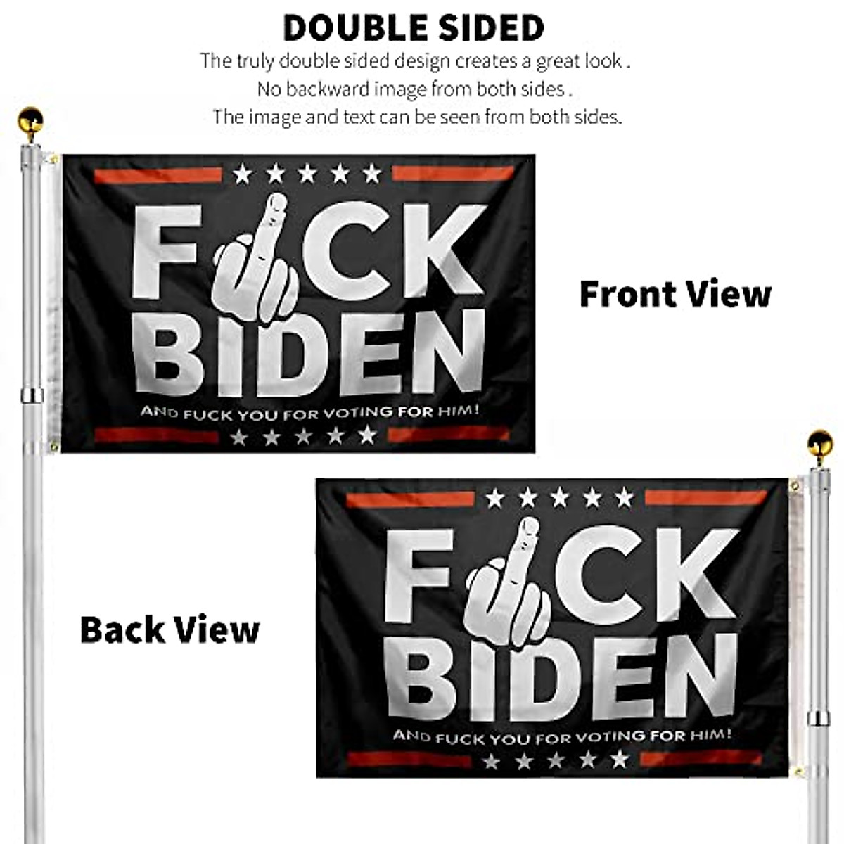 Premium Double Sided Flags for Fuck Biden 3x5 Ft Outdoor - F Biden Flags FK Joe Biden Banner 3x5 Feet Heavy Duty 3 Ply Polyester with Brass Grommets for Indoor Outdoors Garden Decoration