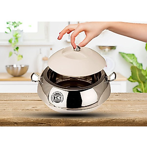 King International Stainless Steel Casserole Dish with Lid Set of 3, Eena Meena Deeka Ultra Set Insulated Casserole, Hot Pot, Chapati Box, Chapati Container, 0.8 qt, 1 qt, 1.5 qt