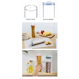 WEBERT Kitchen storage boxCreative storage jar sealed storage noodle kitchen hanging noodle storage box round pasta storage bucket blue