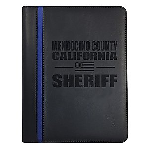 Brotherhood California Mendocino County Deputy Sheriff Padfolio Notepad Holder - Thin Blue Line Portfolio with Deputy Sheriff Prayer Print & 3 Police Laptop Stickers and a Police Car Magnet
