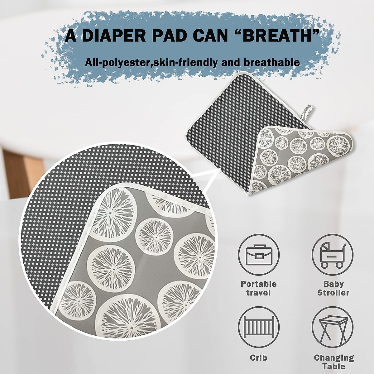 Portable Baby Changing Pad and Diaper Bag, Amenpoki Travel Changing Pad and Diapers Storage Bag, Foldable Waterproof Diaper Pad for Babies with Stroller Diaper Hanging Bag