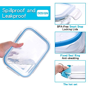 [20 Piece] Glass Food Storage Airtight & Leakproof Containers Set with Snap Lock Lids, Bonus 2 Oven Silicone Gloves, Safe for Dishwasher, Oven, Microwave,Freezer, BPA Free
