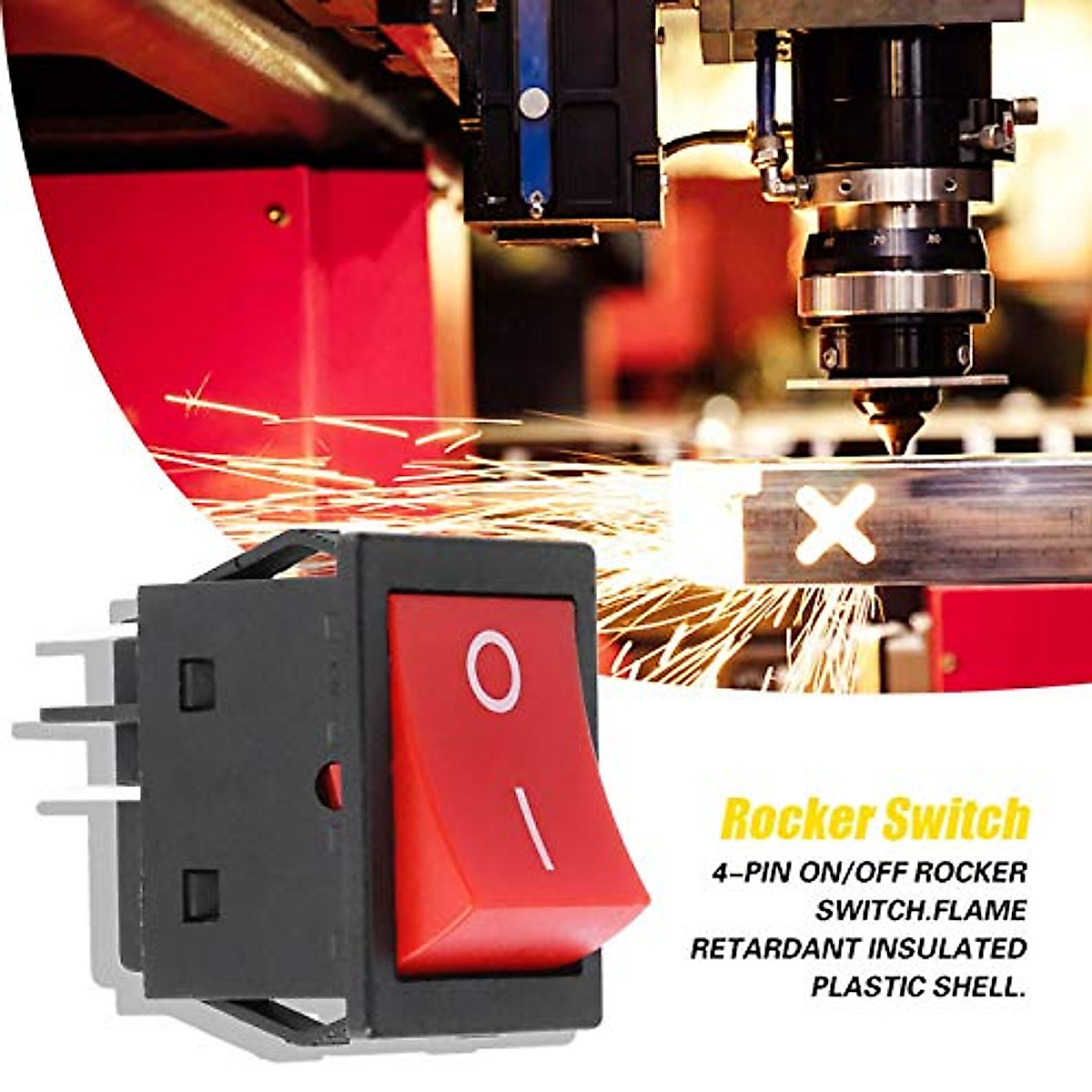 30A Square Rocker Switch Welder Welding Machine 4-Pin Boat Type ON/Off Rocker Switch Industrial Hardware Tools(1PCS)