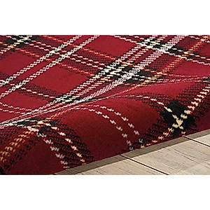 Nourison Grafix Red 5'3" x 7'3" Area -Rug, Modern, Plaid, Bed Room, Living Room, Dining Room, Kitchen, Easy -Cleaning, Non Shedding, (5' x 7')
