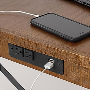 OS Home and Office Furniture Model 33248 Wood Veneer Industrial Collection 24 by 48 Desk with USB Ports