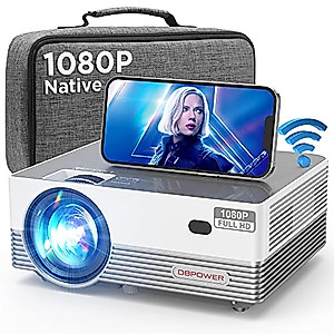 Projector with WiFi and Bluetooth, Native 1080P 9500L Full HD Outdoor Movie Projector, DBPOWER Mini Portable Media Video Projector Support iOS/Android Sync Screen and Zoom Compatible w/PC/DVD/TV