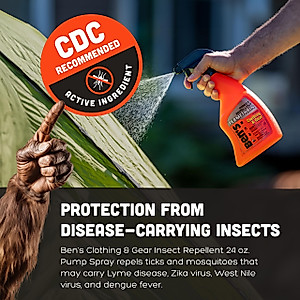 Ben's Clothing & Gear Insect Repellent - Long-Lasting Insect Protection Spray for Clothes & Gear - Contains Permethrin & Lasts Up to 6 Weeks - 24 fl oz