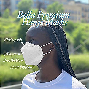 [Made in Korea] Bella Premium Hanji Mask (50, White): Filter Efficiency: 97%, 4-Layer Breathable Quality 3D Mask with Adjustable Nose Strip
