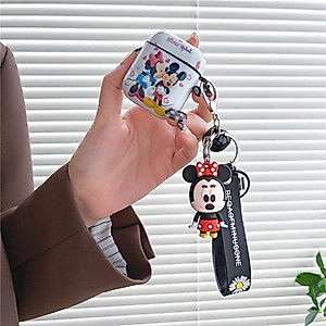 OINbxw for Airpod Case Cover, Airpod Case Personalized Custom with Lanyard Keychain Cool Cartoon Cute Anime Design Series Airpod Case for Women Girls Wireless Airpod 2 Case (Mickey)