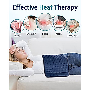 Zostuic Heating Pad for Back Pain and Cramp Relief, 11" x 26" Ultra Soft Large Washable Moist & Dry Heat Therapy Electric Heat Pads for Neck and Shoulders with 6 Heat Settings 3 Timer Settings(Blue)