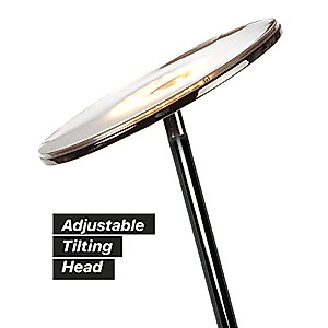 Brightech Sky LED Floor lamp, Torchiere Super Bright Floor Lamp for Living Rooms & Offices - Dimmable, Tall Standing Lamp for Bedroom Reading - Black Chrome