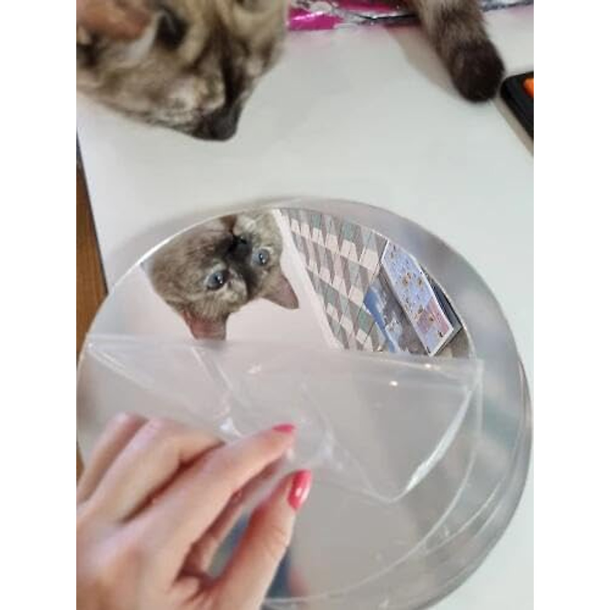 Mirror Trays for Table Wedding Centerpieces Decor Round 8 inch Set of 12 Acrylic Mirror Candle Trays Thickness 2mm