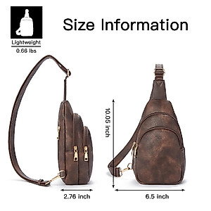 Telena Sling Bag Leather Fanny Pack Crossboday Backpack for Women Coffee