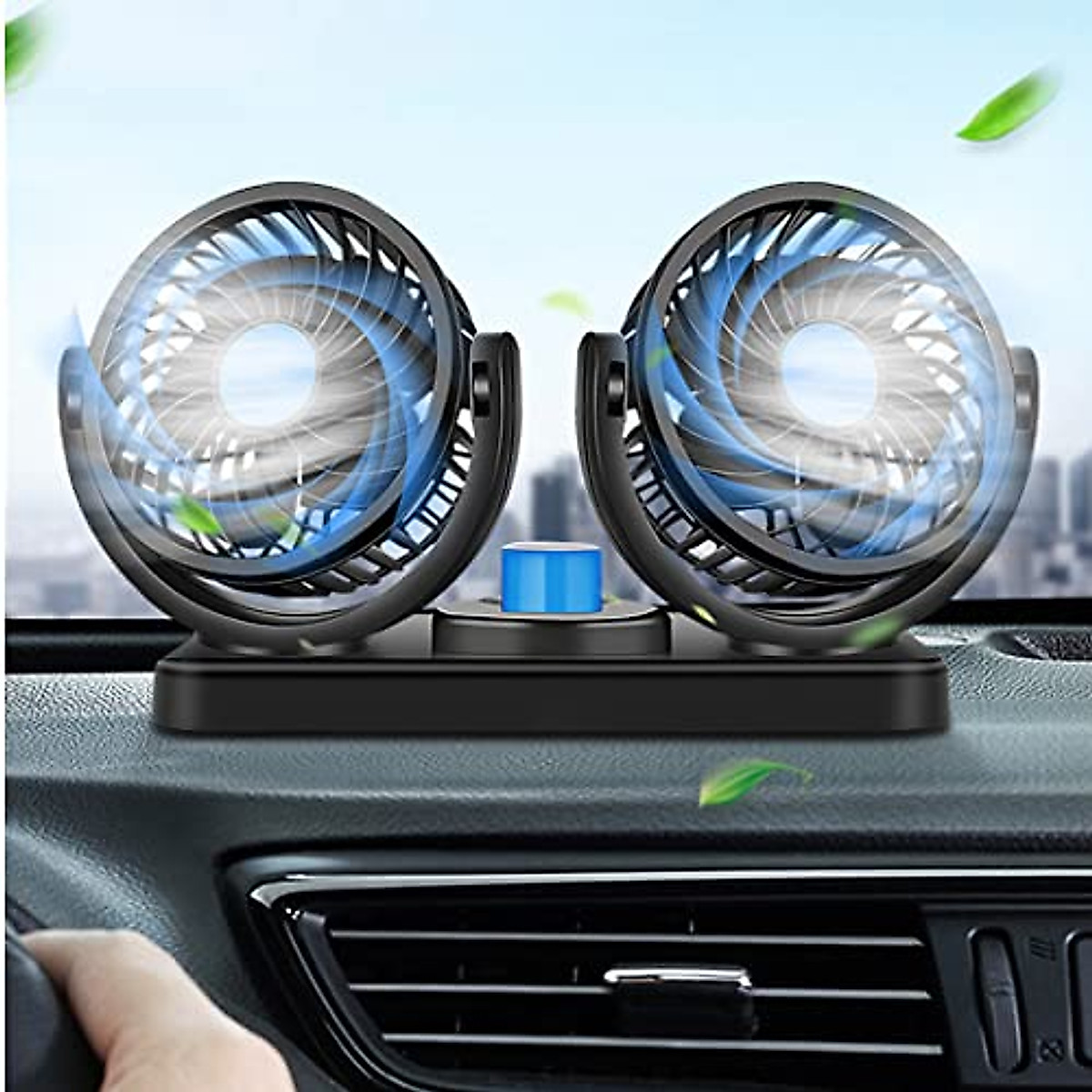 Car Fan, Electric Car Fans for Rear Seat Passenger Portable Car Seat Fan Headrest 360 Degree Rotatable Backseat Car Fan (24V Cigarette Lighter)
