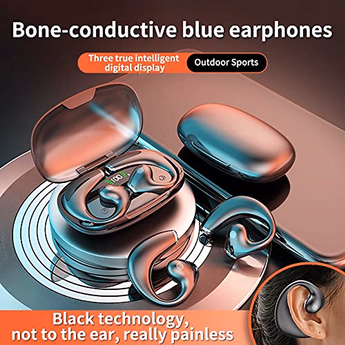 True Wireless Bone-Conduction Bluetooth Headset 5.3 No in Ear Ear HiFi Audio Quality Dual HD Call 480H Long Endurance Can Not Be Thrown Off The Sports Head