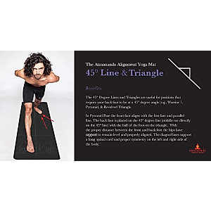 Atmananda Black Yoga Mat, Premium Natural Rubber Top, Educational Alignment Lines, Good for all Yoga Styles, Lightweight, Designed to Help Protect Your Joints (Large (5'7" & above), Bronze)