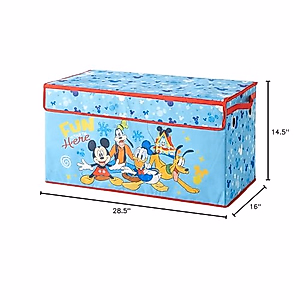 Idea Nuova Disney Mickey Mouse Collapsible Children’s Toy Storage Trunk, Durable with Soft Lid, 28.5"x 14.5"x16"