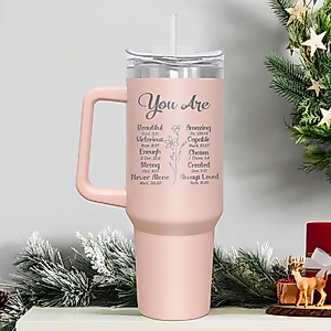 TEEZWONDER Gifts for Women, Mom - Mothers Day, Birthday, Religious, Inspirational, Thank You Gifts for Women Christian, Mom, Friends, Coworkers - You Are 40 oz Insulated Tumbler With Handle And Straw