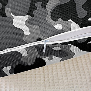 Pack of 2 Camo Grey Black White Decorative Throw Pillow Covers, Soft Camouflage Square Cushion Case Set for Couch Sofa Bedroom Living Room, Military Style Pillow Cases Pillowcases, 18x18 Inches