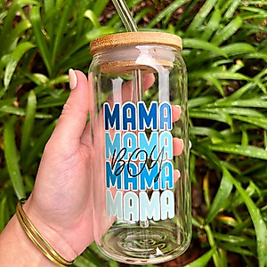 16 oz borosilicate Glass Jar with Bamboo Lid & Straw (Boy Mama)