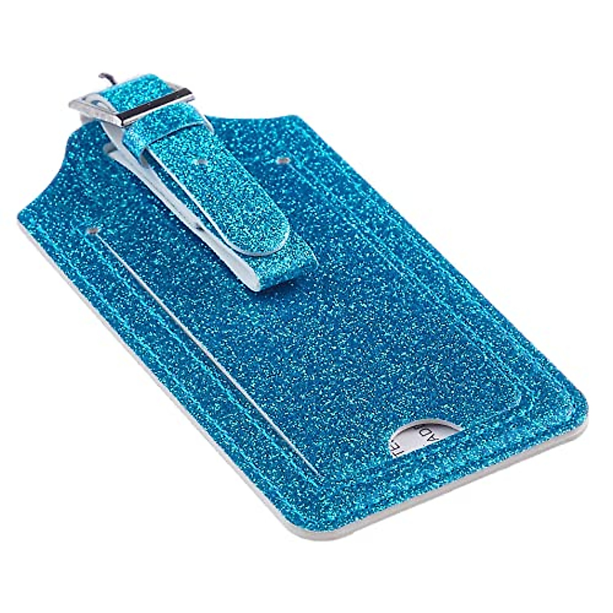 Gostwo 2 Pack Luggage Tags Leather Case Luggage Bag Tags Travel Tags(Glitter Blue)