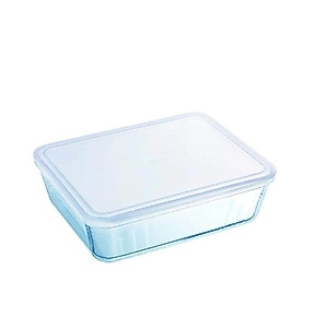 Pyrex Cook&Freeze Set of 2 Rectangular containers with lids, Extra Strong Borosilicate Glass, 1.5L + 2.6L, Oven-Safe, 1,5L - 2,6L, Clear