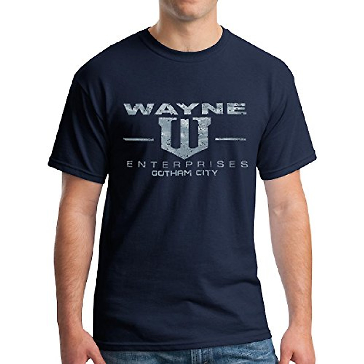 Wayne Enterprises Tee Gotham City T-Shirt Distressed Navy M