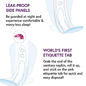 Sofy Organic Cotton Sanitary Pads for Women - Certified Overnight Napkins, Super Absorbent, Chemical Free, Unscented, Postpartum, Ultra Thin, Leak Protection (Overnight), 10 Count (Pack of 1)