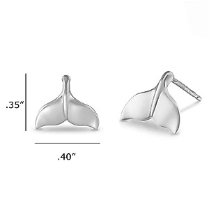 Boma Jewelry Sterling Silver Whale Tail Animal Stud Earrings