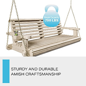 Porchgate Amish Heavy Duty 800 Lb Roll Comfort Treated Porch Swing W/Chains (5 Foot, Unfinished)