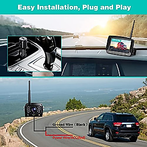 Nuoenx Wireless Backup Camera, 7 Inch Monitor Rear View Camera System for RV, Trailers, Trucks, 5th Wheels, Support 2 Cameras, IP69 Waterproof 18 LED IR Night Vision 152° View Camera, DIY Guide Lines