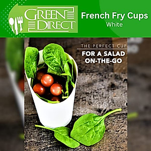 Green Direct White 16 oz. French Fry Cups Disposable Paper Cup | Charcuterie Cups Disposable French Fry Holder | Paper Cups French Fries Holder Pack Of 50 Appetizer Cups