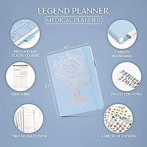 Legend Medical Planner – 12-Month Health Tracker Journal to Track Meals, Symptoms, Blood Pressure, Lab Test Results – Med & Wellness Notebook for Daily Self-Care & Health Goals (Periwinkle)