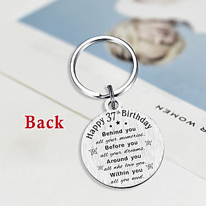 ABNTY 37th Birthday Gifts for Women Men, 37 Year Old Birthday Keychain, Born in 1988 Gifts, 1988 Birthday Decorations