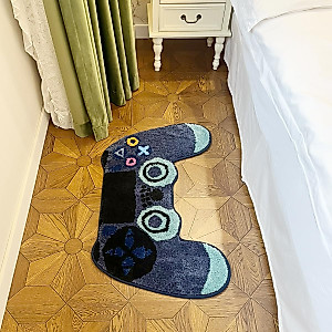 LAKEA Gamer Controller Shaped Tufted Rug 3D Irregular Plush Kawaii Boys Bedroom Bedside Carpet Home Decor Non-Slip Bath Mat Doormat (31.9X19.7in (81X50 CM))